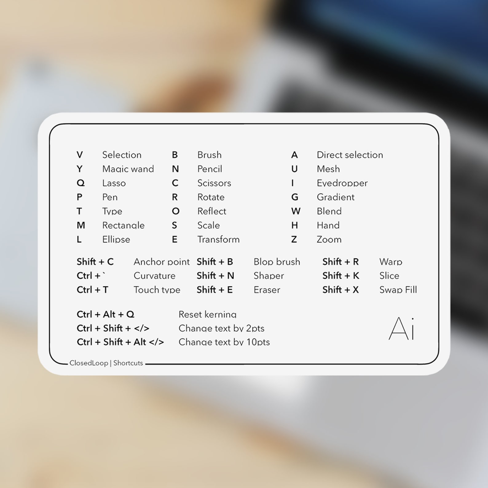 Dautocollants de raccourcis Illustrator MacBook ou Windows Raccourcis ...