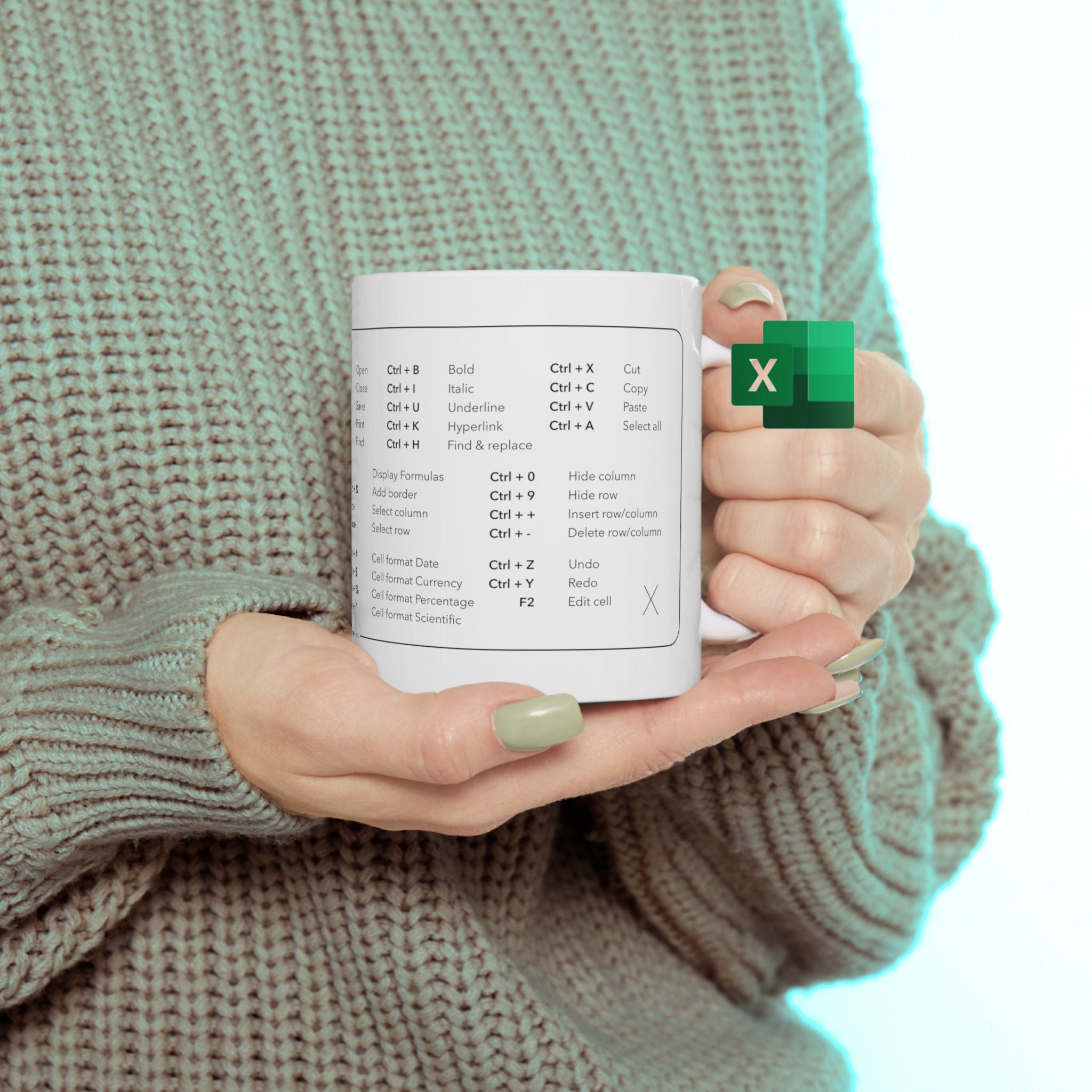 Excel SHORTCUTS Mug Keyboard Shortcuts for Windows or MacBook Perfect ...