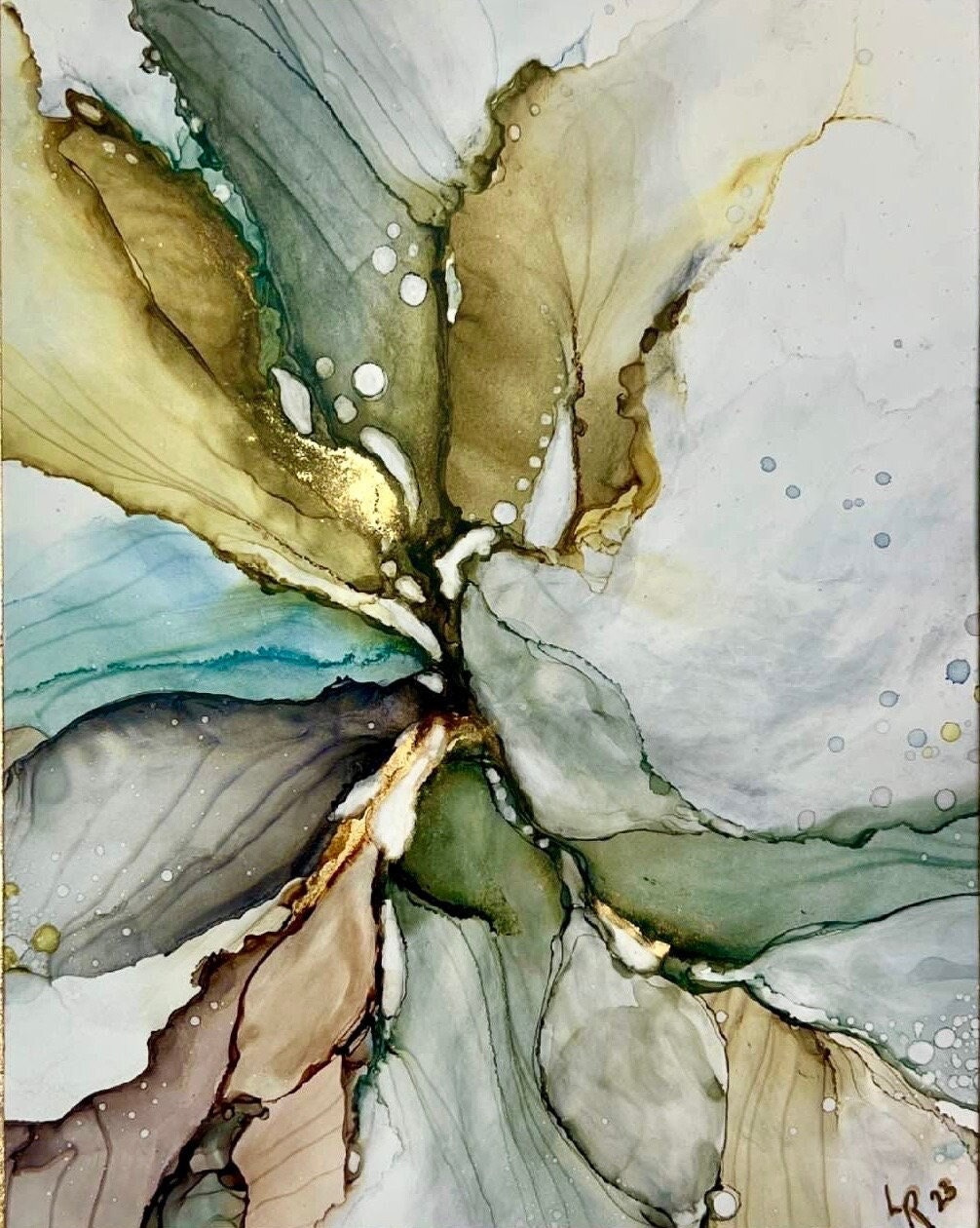 Painting Original Art Abstract Christmas Gift Ink Gold - Etsy