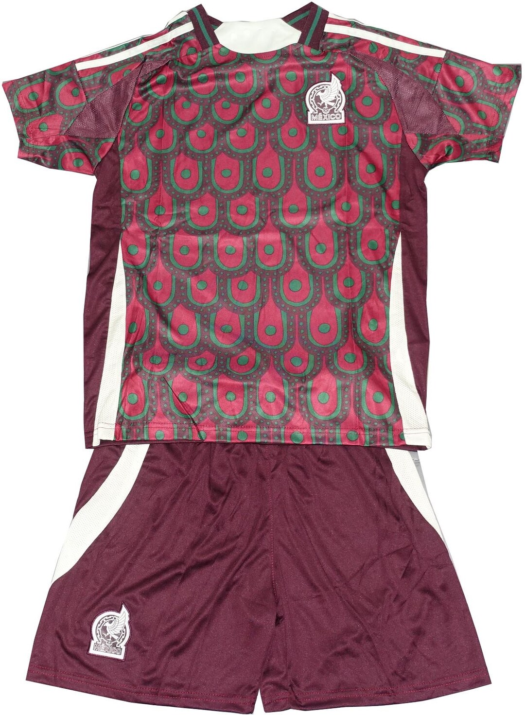 Mexico Home Burgundy Uniform Set 2024, Players' Edition Style for Kids ...