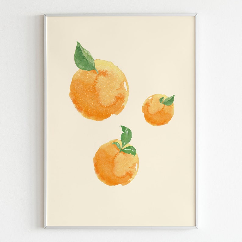 Orange Watercolor Wall Art , Wall Art, Instant Download, Living Room ...