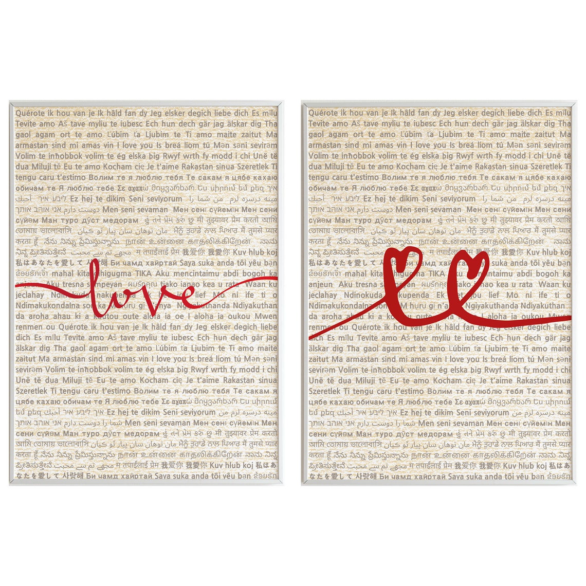 I Love You in Different Languages, Love Wall Art , Typography Wall Art ...
