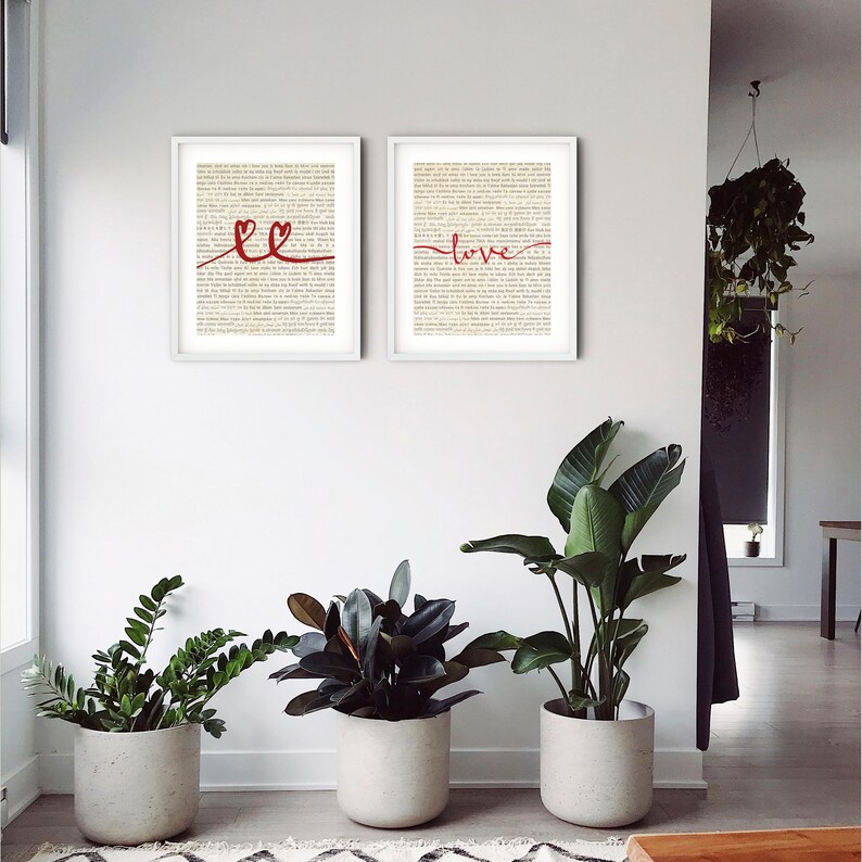 I Love You in Different Languages, Love Wall Art , Typography Wall Art ...