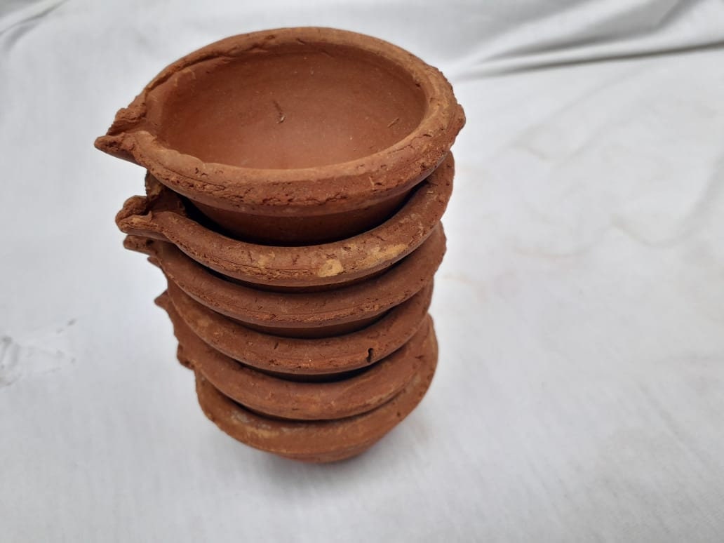 Handmade Clay Oil Lamp, Low Light Oil Lamp, Terracotta Oil Lamps, Meti ...