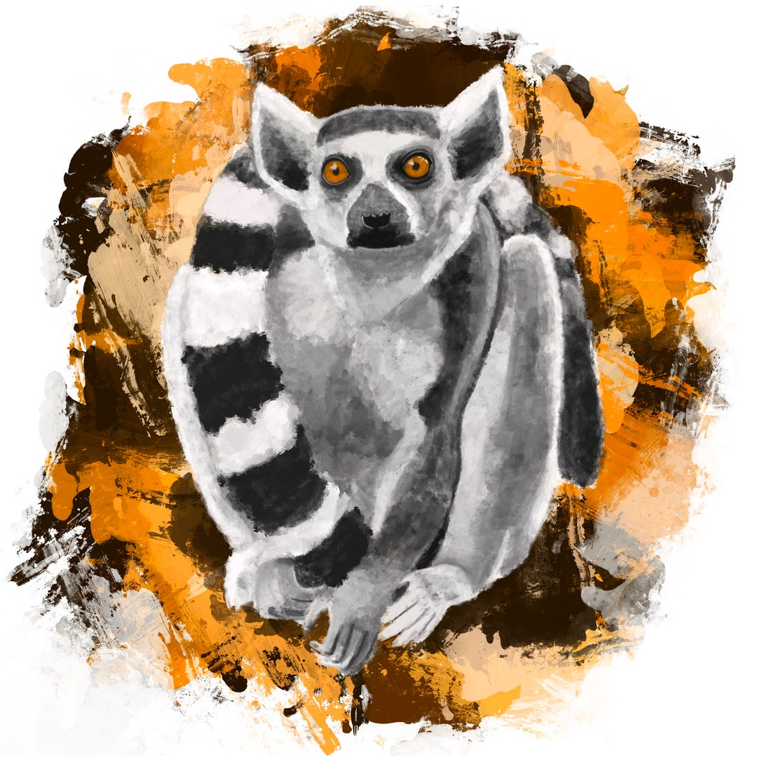 Lemur Wall Art, Lemur Print, Lemur Painting, Animal Wall Art, Animal ...