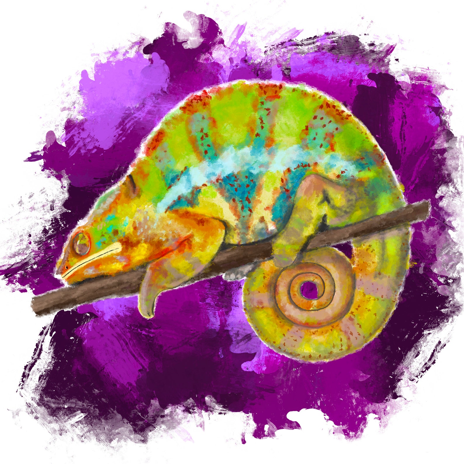Chameleon Wall Art, Chameleon Print, Chameleon Painting, Animal Wall ...