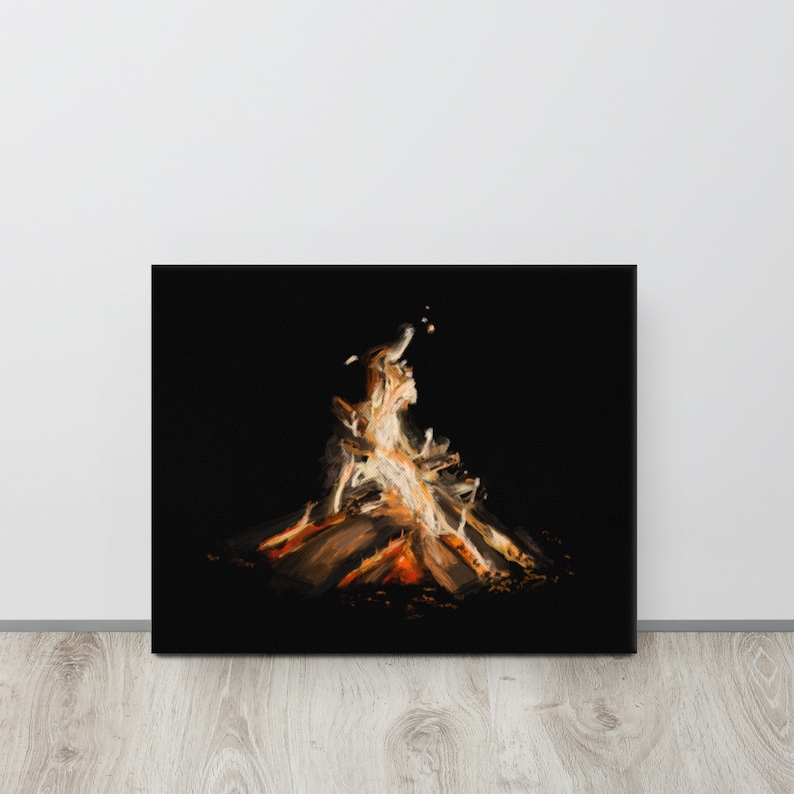 Campfire Painting, Campfire Canvas Print, Campfire Art, Campfire Wall ...