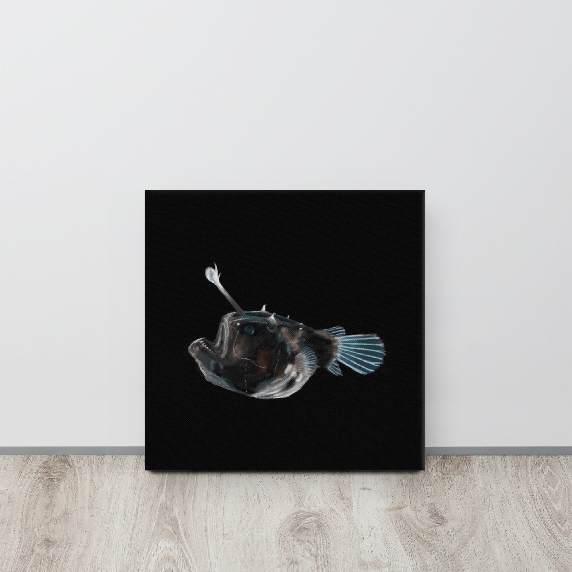 Anglerfish Painting, Anglerfish Wall Art, Anglerfish Canvas Print, Fish ...