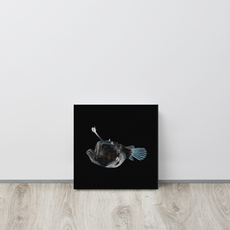 Anglerfish Painting, Anglerfish Wall Art, Anglerfish Canvas Print, Fish ...