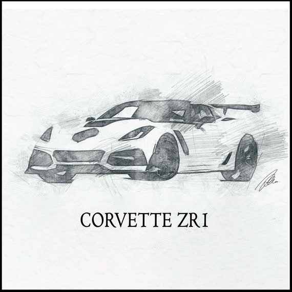 Corvette Pencil Drawing