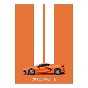 Corvette C8 Poster Sebring Orange 2020 Corvette Art 2021 Corvette Print ...