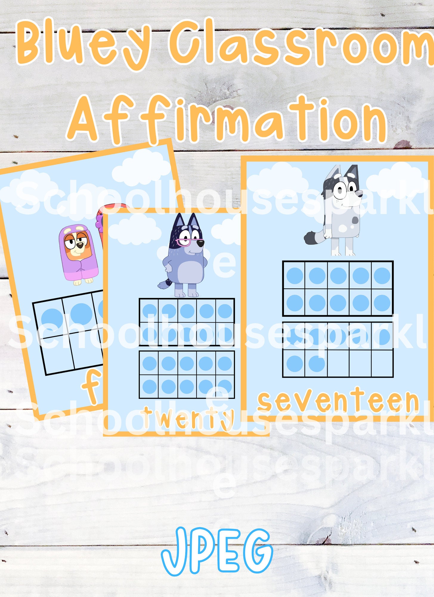 Bluey Ten Frame 1 - 20 | Bluey Classroom Decor | Bluey Art - Etsy