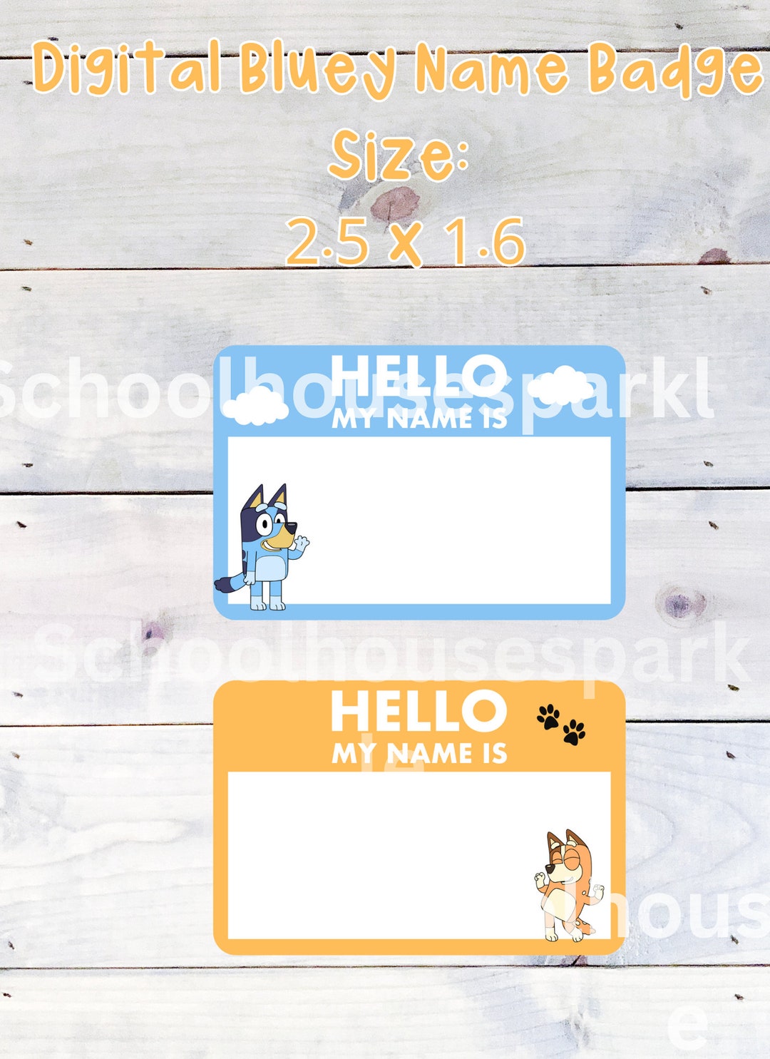 Digital Bluey Name Tag | Bluey Classroom | Name Tags | Bluey Class - Etsy