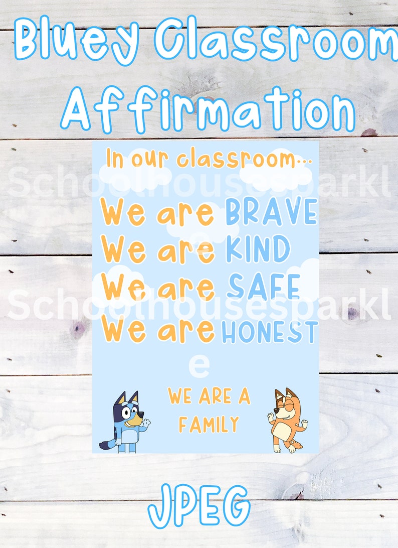 Bluey Classroom Affirmations | Bluey Classroom | Classroom Decor - Etsy