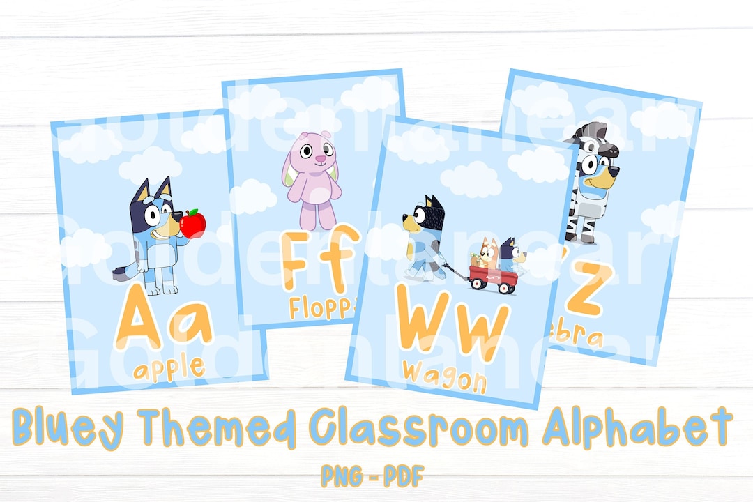 Bluey Classroom Alphabet Bluey Art Bluey Classroom Bluey Flashcards - Etsy