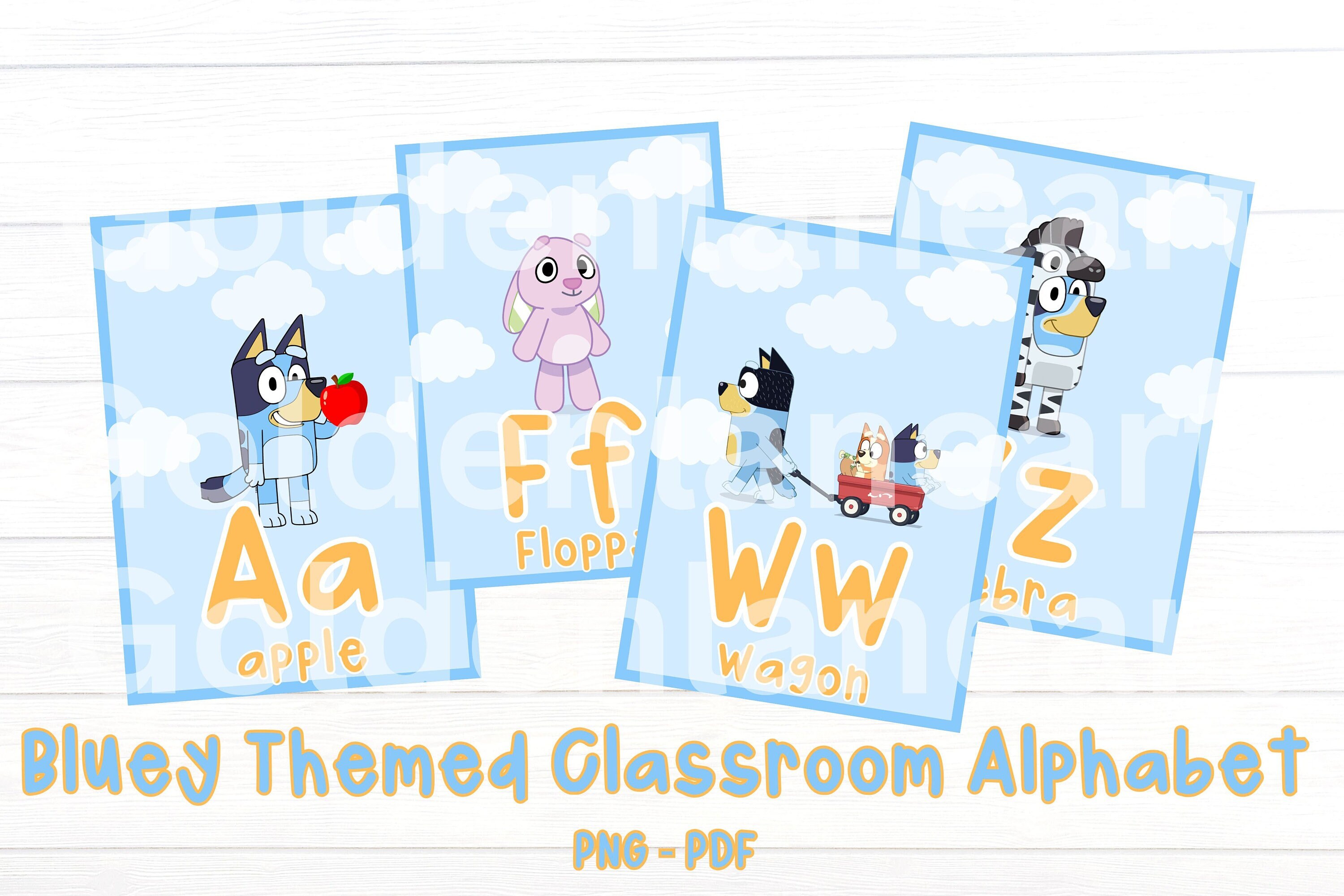 Bluey Classroom Alphabet Bluey Art Bluey Classroom Bluey Flashcards - Etsy