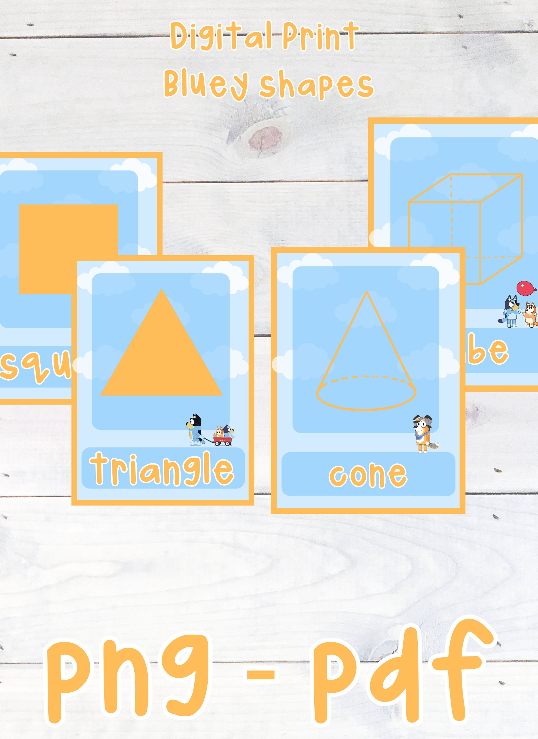 Digital Bluey Shape Cards - Bluey Classroom Decor, Bluey Classroom - Etsy