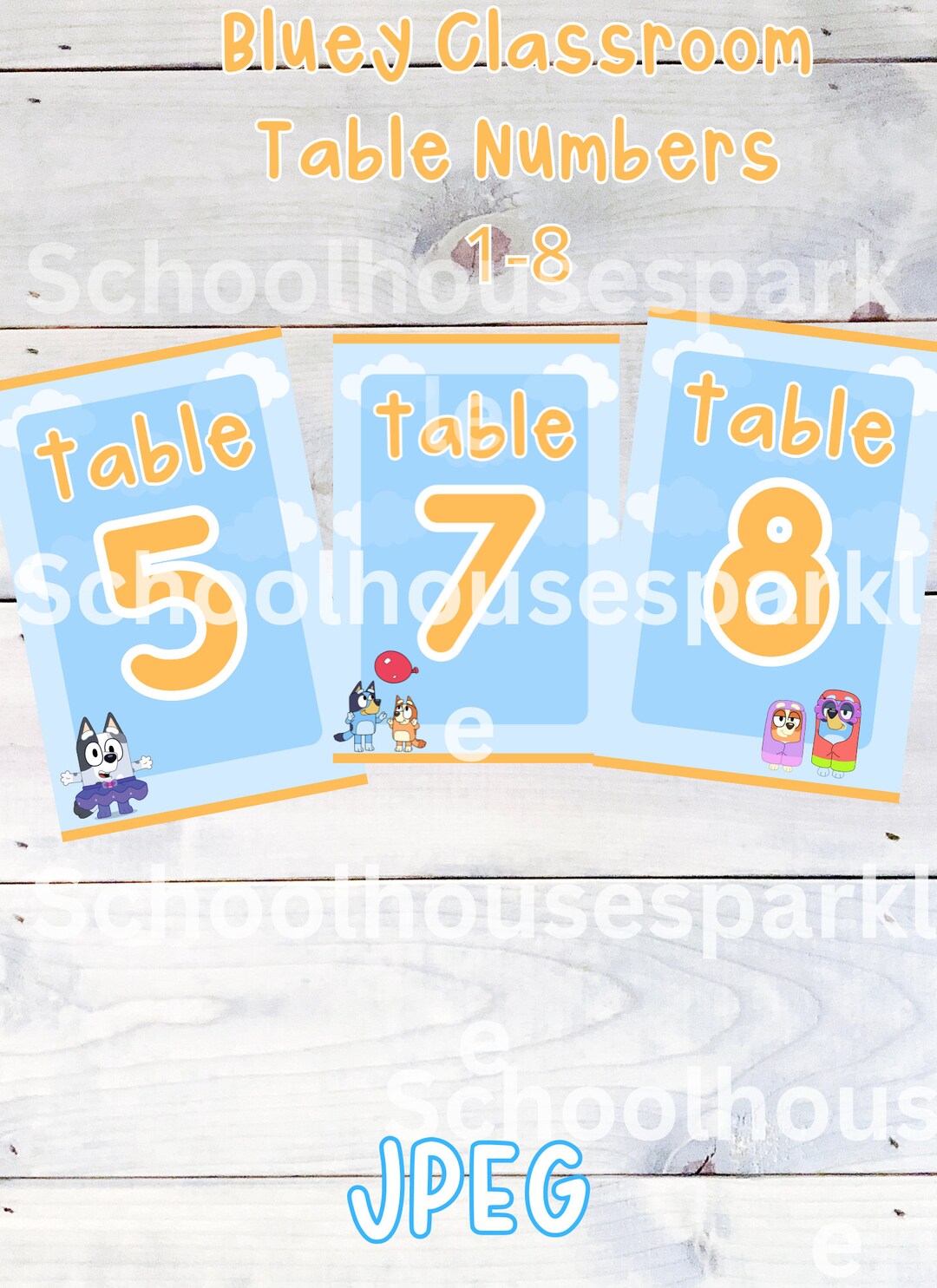 Bluey Table Numbers | Bluey Classroom | Bluey - Etsy