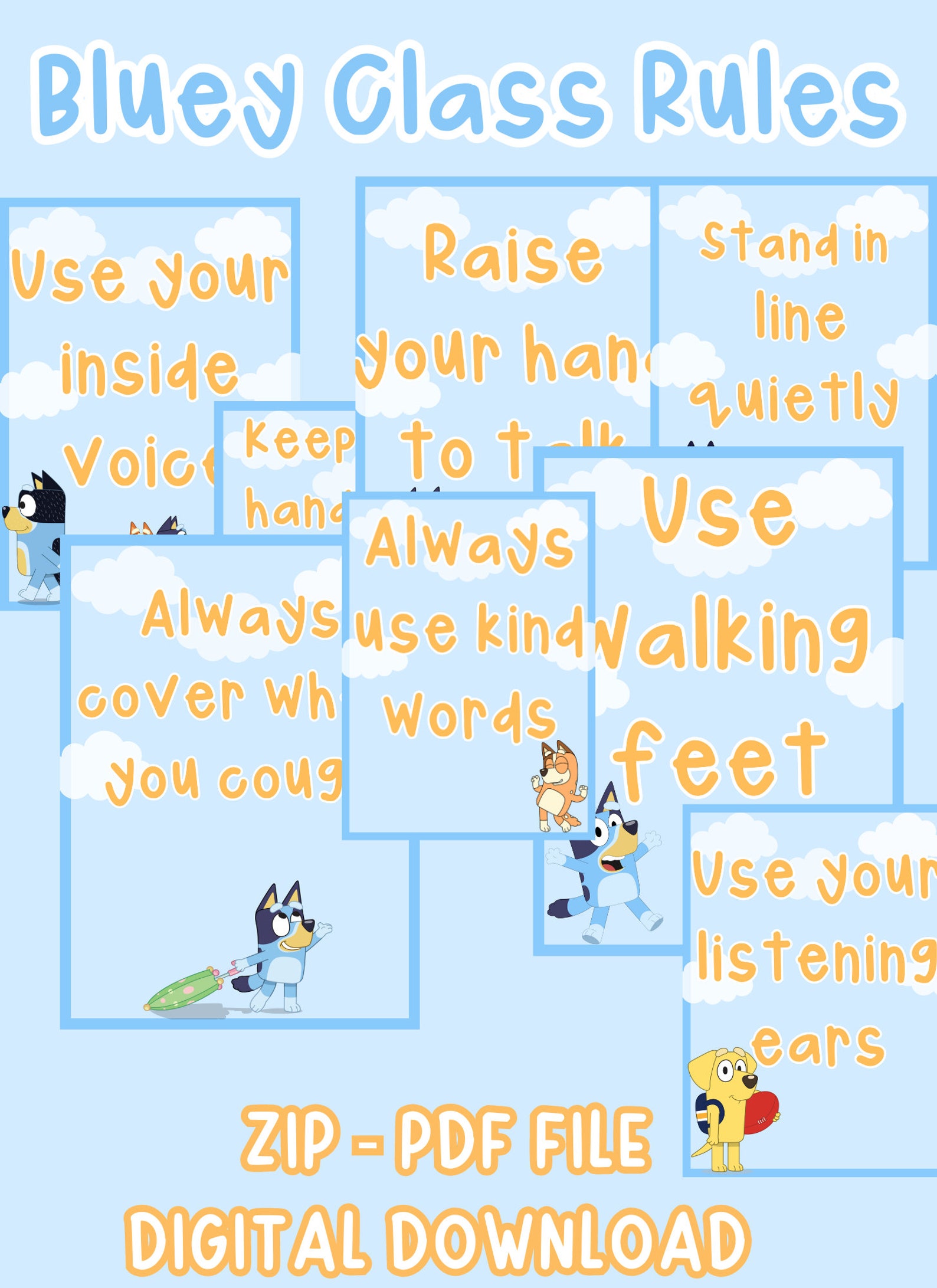 Bluey Digital Classroom Rules | Bluey Classroom | Digital Classroom - Etsy