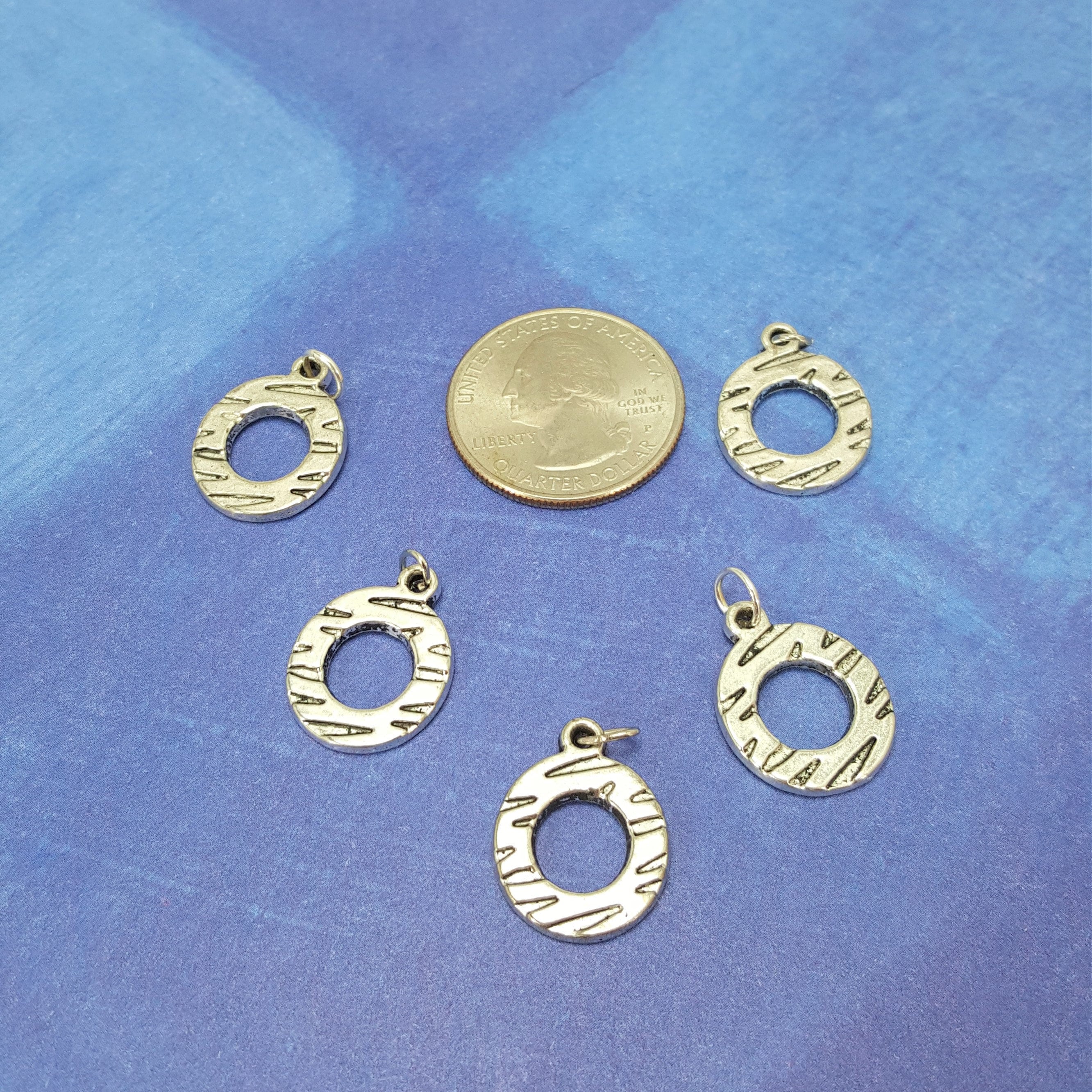 5 Pc Silver Ring Charm, Circle Charm, Silver Charm, Bracelet Charm ...