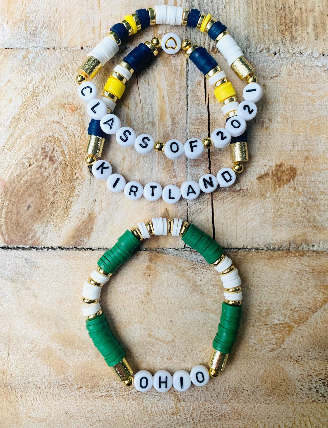 Custom Graduation Bracelet Set: Heishi Bead College Gift - Etsy