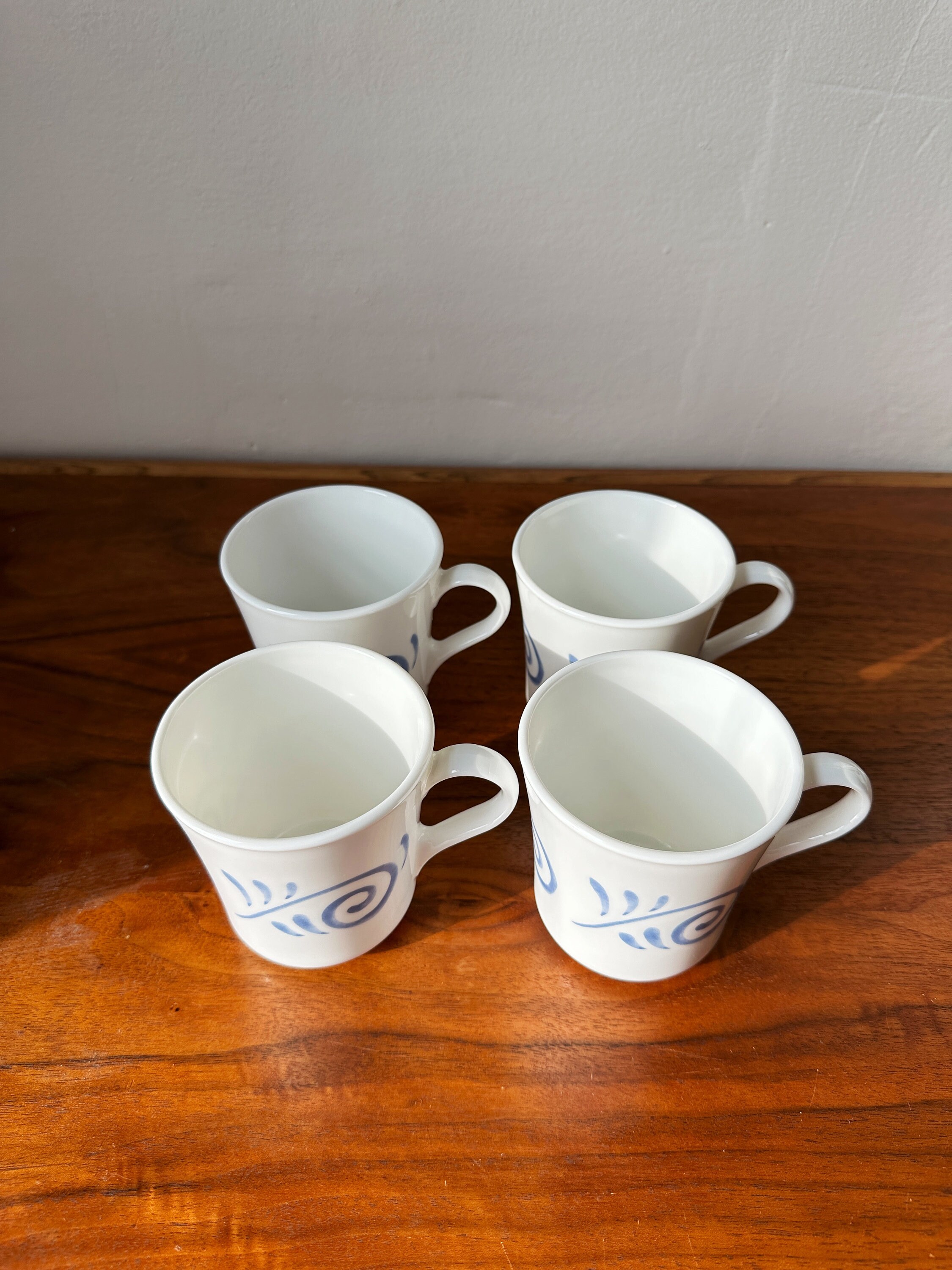 Vintage Set of 4 Corning Oceanview Blue Swirls Cups - Etsy