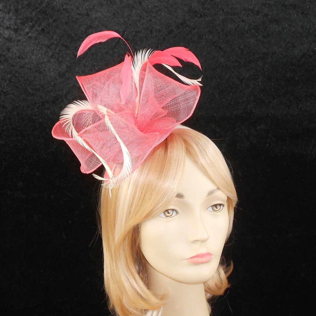 Coral Fascinator Event Headpiece Hat Sinamay Cream - Etsy