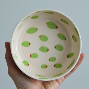 Green Olive Hand Painted Ceramic Bowl, Gifts for Mom, Breakfast Ceramic ...