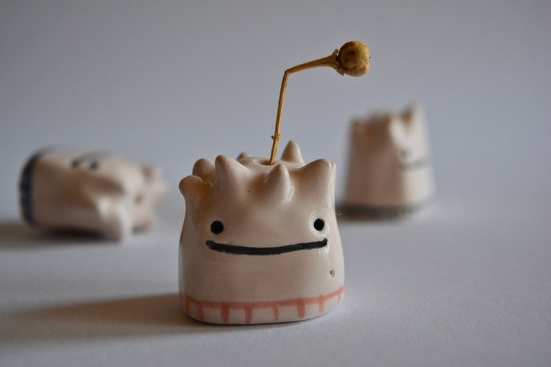 Ceramic Decor Handmade Cute Monster Mini Vase Shelf Decor Clay Ornament ...