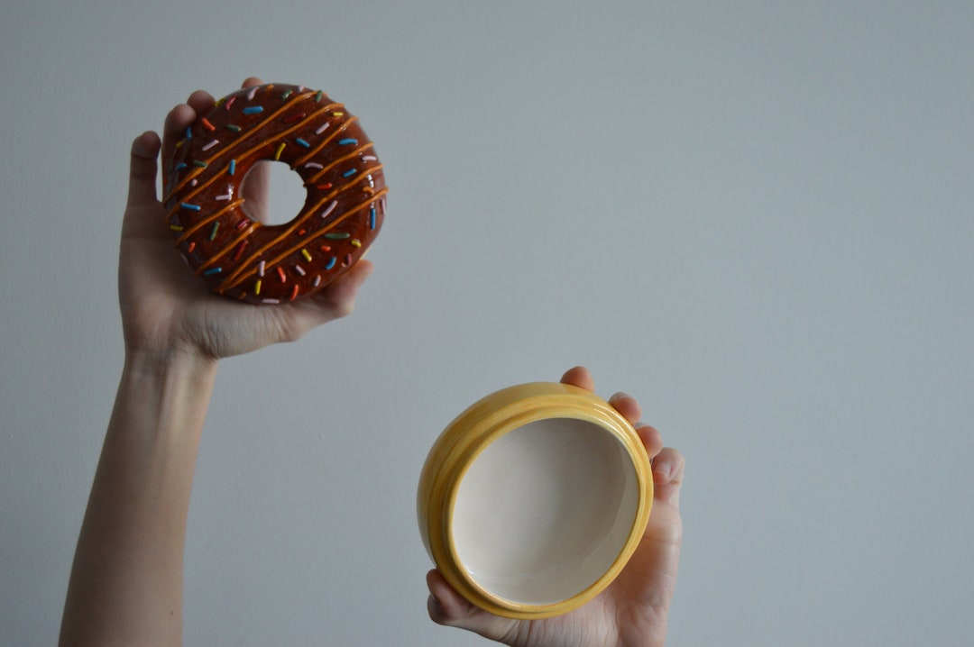 Unique Brown Donut Bowl With Ceramic Lid, Office Decor, Modern Art Home ...