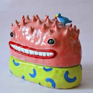 Pink Monster Jewelry Box Sculped, Adorably Creepy Desktop Figurine ...