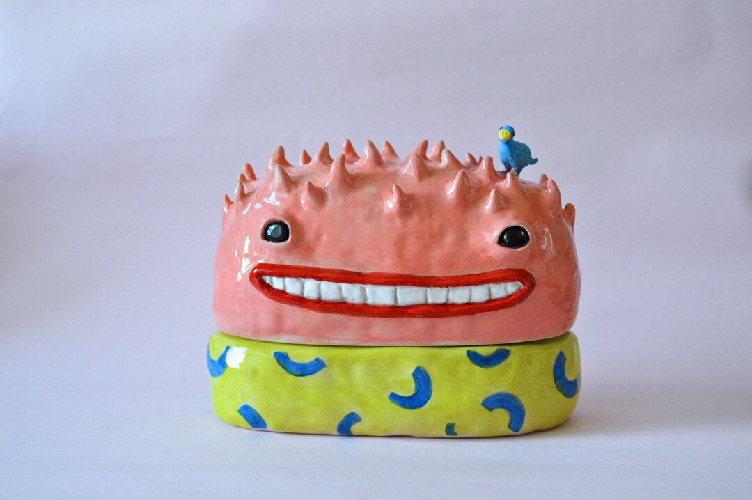 Pink Monster Jewelry Box Sculped, Adorably Creepy Desktop Figurine ...