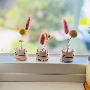 Ceramic Decor Handmade Cute Monster Mini Vase Shelf Decor Clay Ornament ...
