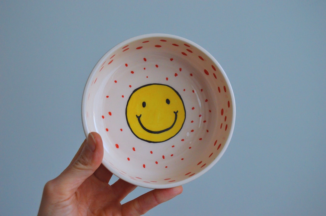 Happy Handmade Ceramic Bowl, Smiley Face Bowl, Gifts for Her, Mom Gifts ...