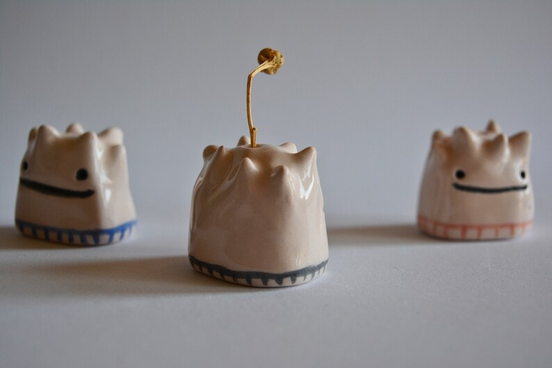 Ceramic Decor Handmade Cute Monster Mini Vase Shelf Decor Clay Ornament ...