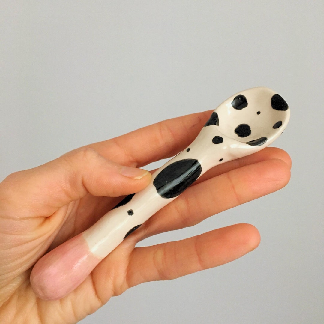 Handmade Cow Pattern Ceramic Spoon With Cow Udder, Fun Cow-themed ...