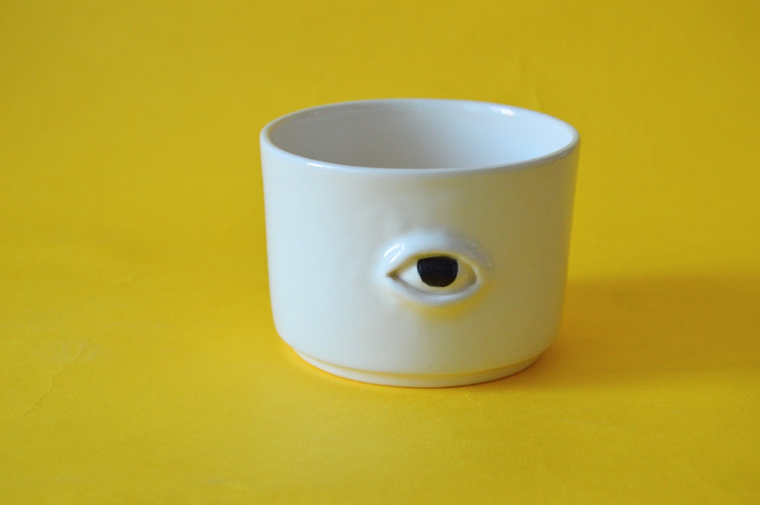 Handleless Eye Ceramic Mug, Funky Mug, Chocolate Mug, Eye Pottery Tea ...