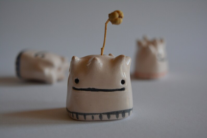 Ceramic Decor Handmade Cute Monster Mini Vase Shelf Decor Clay Ornament ...