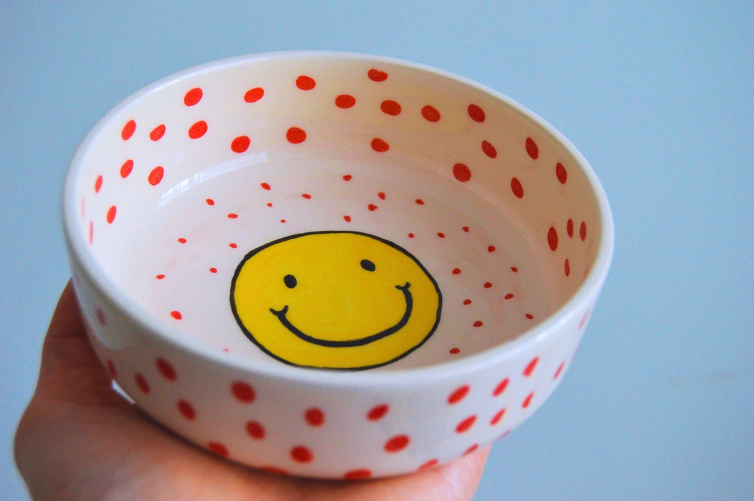 Happy Handmade Ceramic Bowl, Smiley Face Bowl, Gifts for Her, Mom Gifts ...