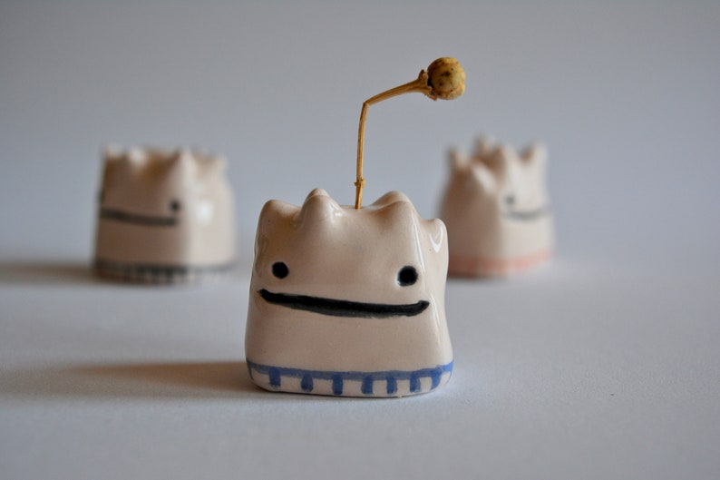 Ceramic Decor Handmade Cute Monster Mini Vase Shelf Decor Clay Ornament ...
