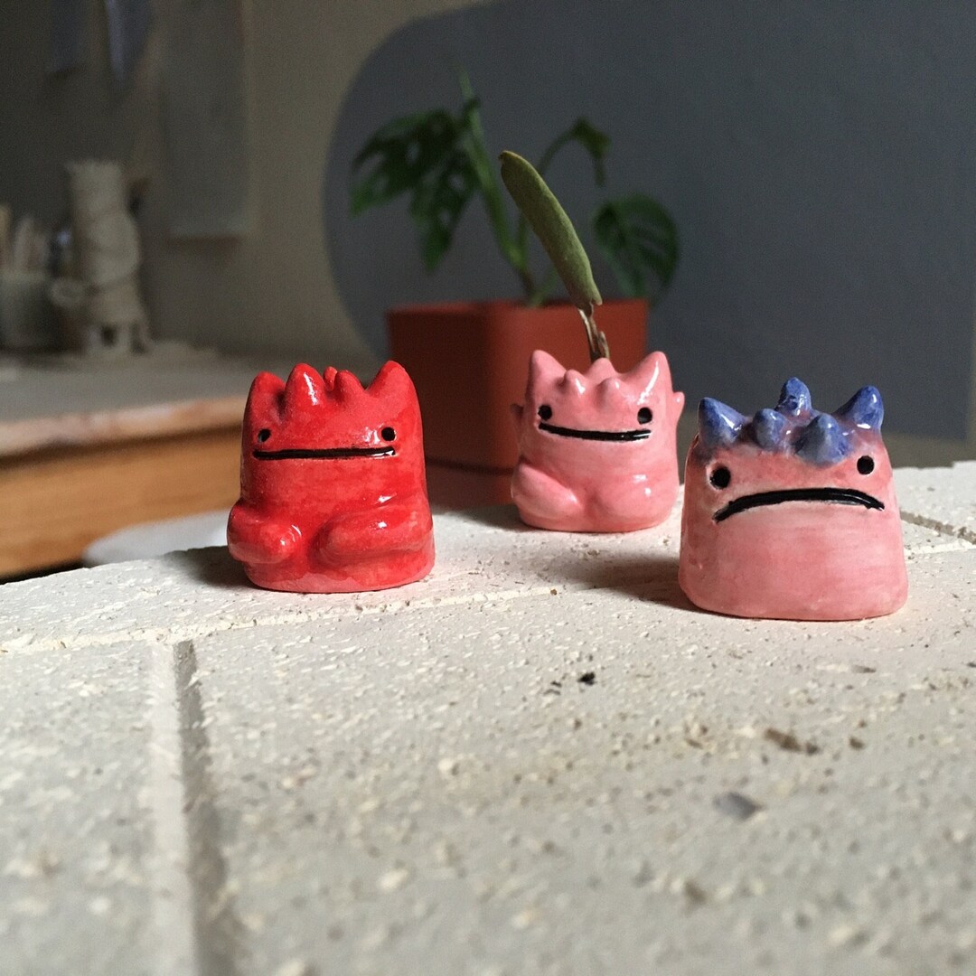 Colourful Cute Monster Mini Vase, Shelf Decor, Clay Ornament Home ...