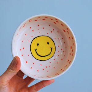 Happy Handmade Ceramic Bowl, Smiley Face Bowl, Gifts for Her, Mom Gifts ...