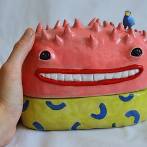 Pink Monster Jewelry Box Sculped, Adorably Creepy Desktop Figurine ...