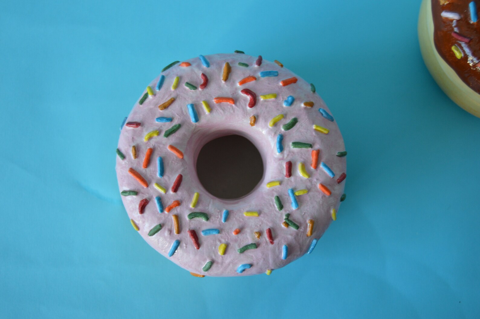 Unique Pink Donut Bowl With Ceramic Lid, Modern Living Room Decor, Art ...