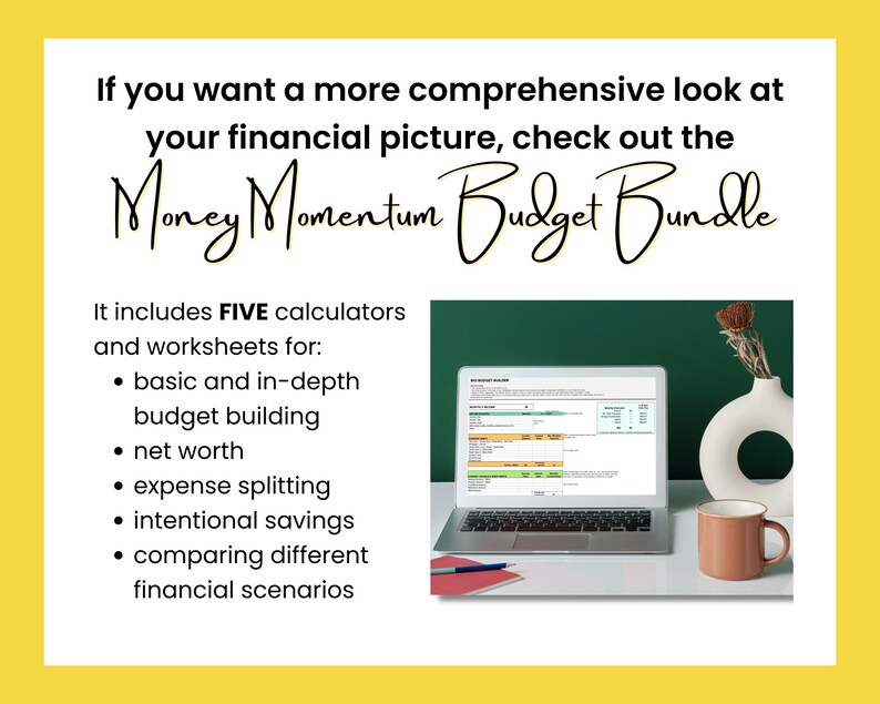 Scenarios & Comparison Calculator Budgeting Tool Spreadsheet Worksheet ...