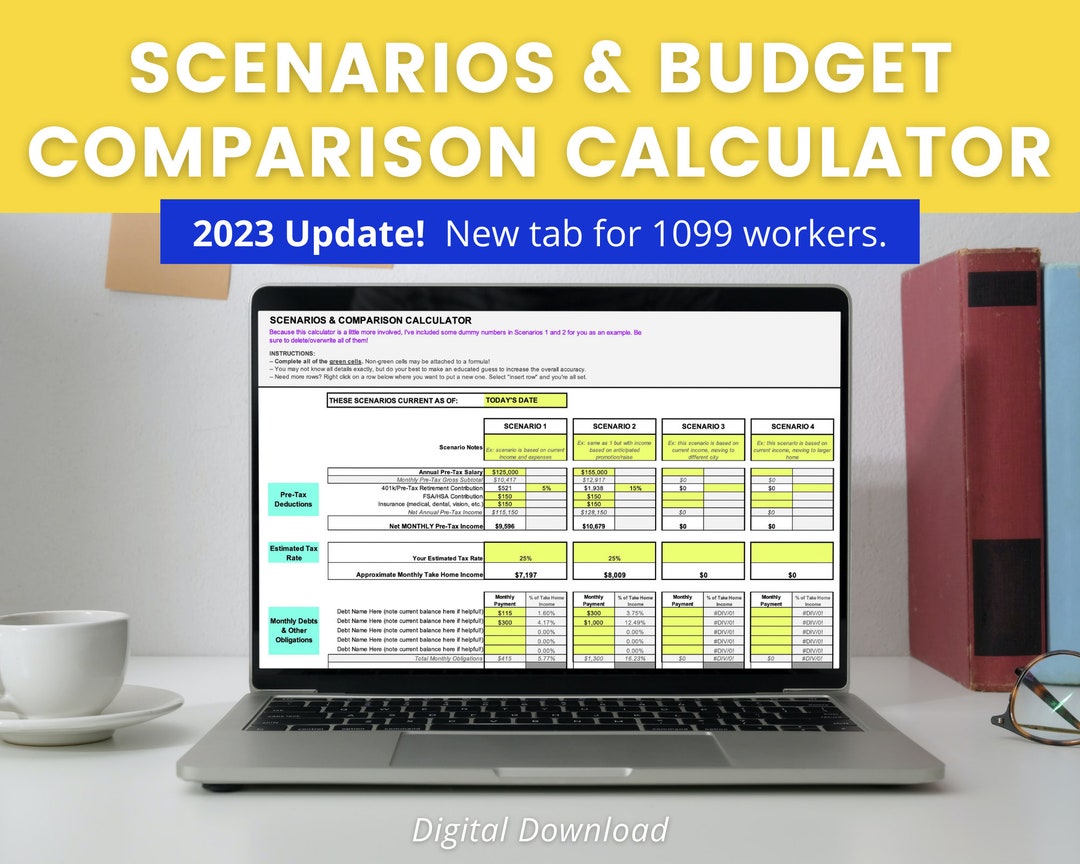 Scenarios & Comparison Calculator Budgeting Tool Spreadsheet Worksheet ...