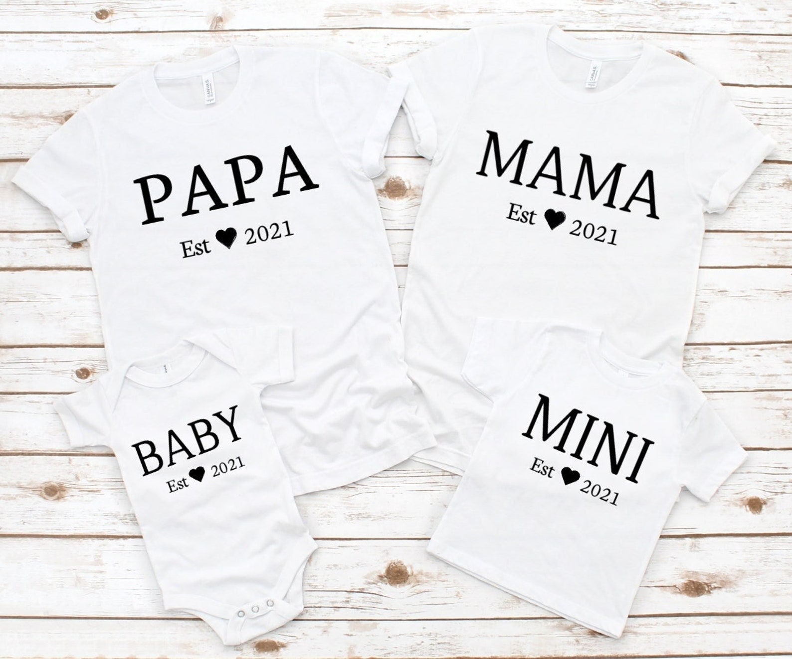 Family outfit Mama Papa Mini Baby with year number outfit for | Etsy