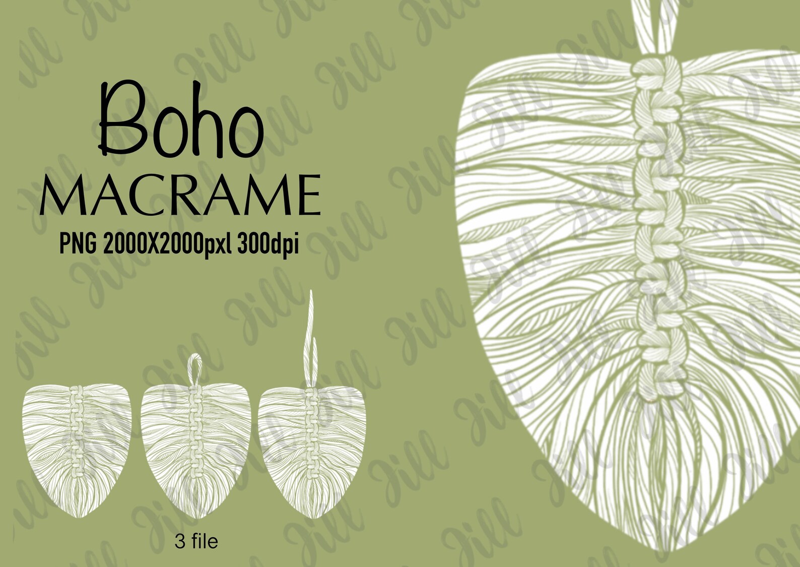 Leaves illustration Macrame Clip Art Boho Macrame PNG Wall | Etsy