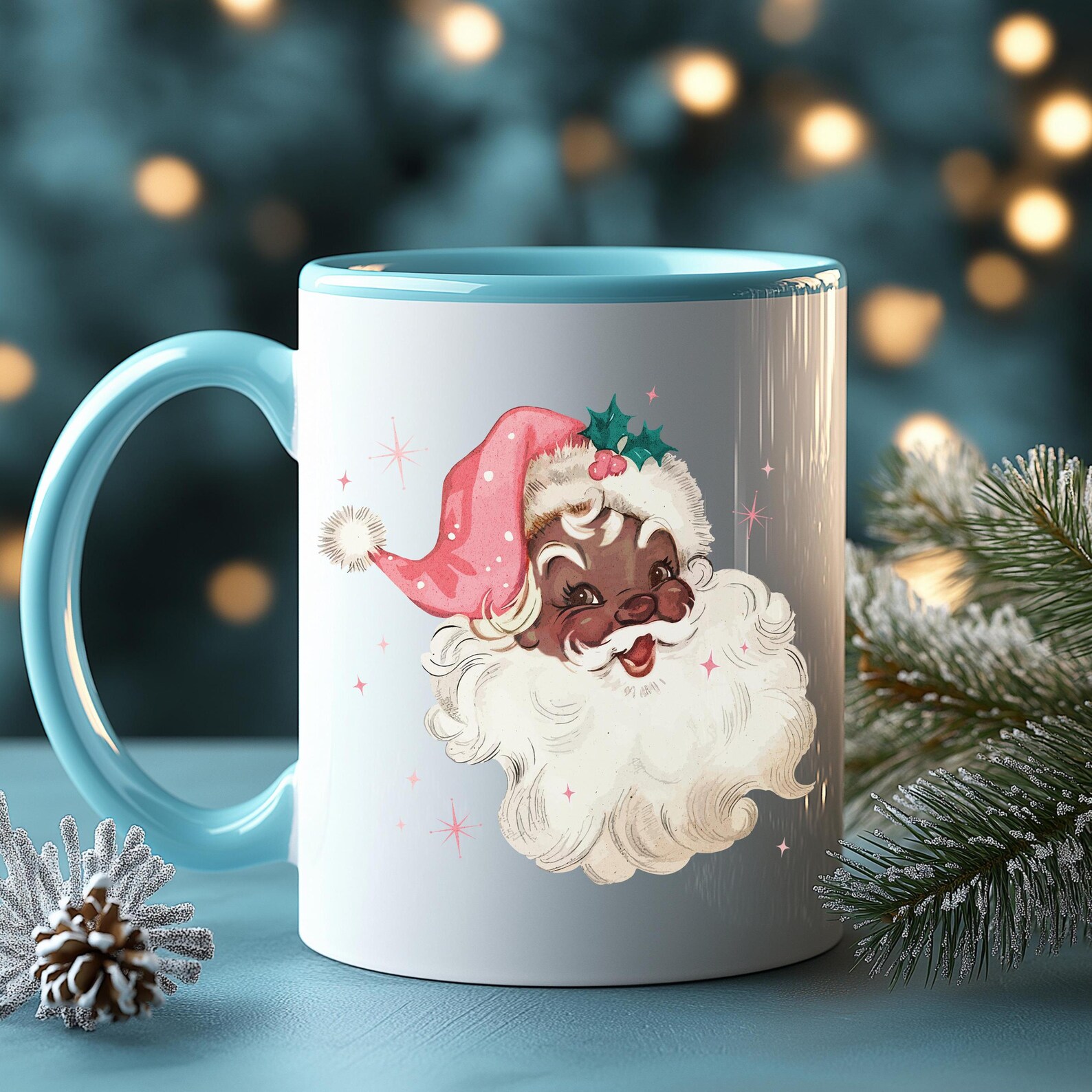 Vintage African American Santa Claus Coffee Mug, Black Santa Gift ...