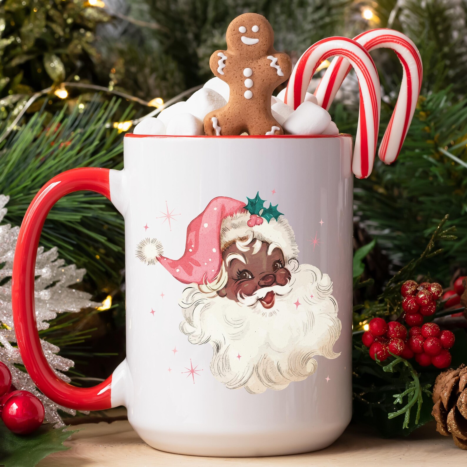 Vintage African American Santa Claus Coffee Mug, Black Santa Gift ...